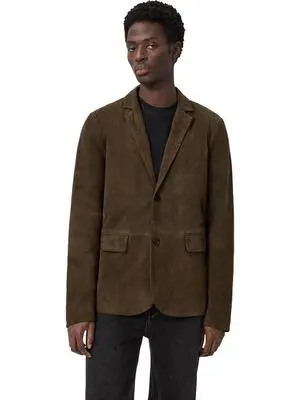 ALLSAINTS AllSaints Monet Waxed Suede Blazer Olive