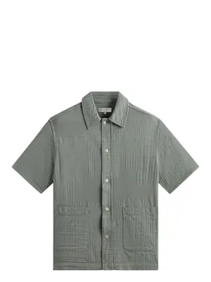 Kith Overdyed Patchwork Boxy Collared Overshirt 'reverie - Green