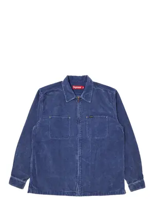 Supreme Washed Corduroy Zip Up Shirt - Blue