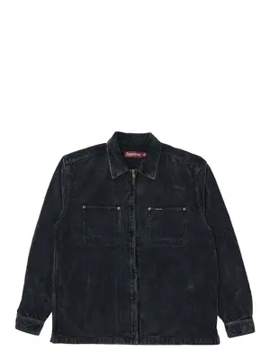 Supreme Washed Corduroy Zip Up Shirt - Black