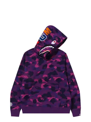 A BATHING APE Color Camo Shark Pullover Hoodie - Purple