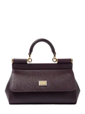 Dolce & Gabbana Sicily Small Leather Tote - Brown