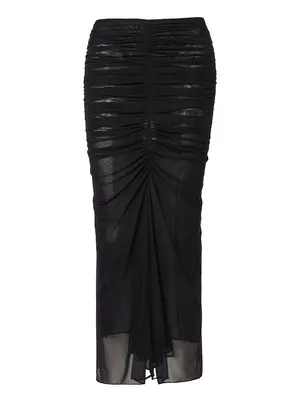 MUGLER Ruched Maxi Skirt - Black
