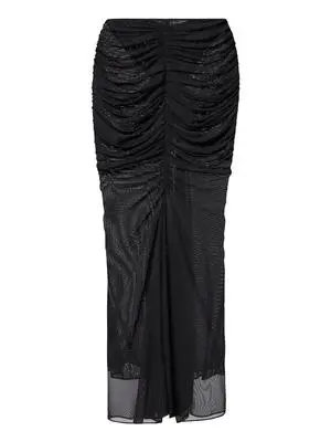 MUGLER Ruched Maxi Skirt - Black