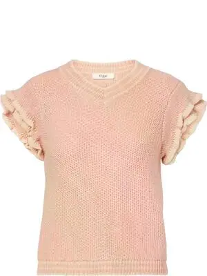 Chloé Ruffled Wool Top - Pink