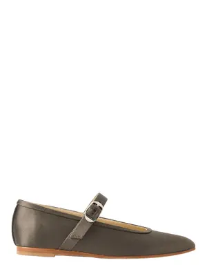 Le Monde Beryl Satin Mary Jane Ballet Flats - Brown