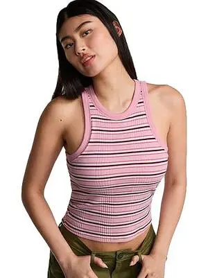 Pink Multi Rib Tank Top - Print