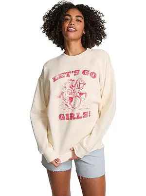 Pink Campus Fleece™ Oversized Crew Sweatshirt - Beige