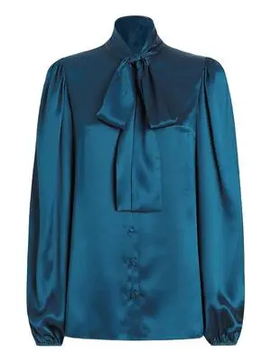 Dolce & Gabbana Pussy-bow Collar Blouse - Blue