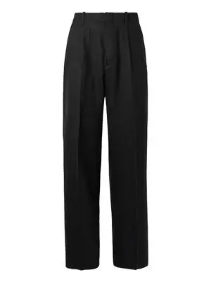 Our Legacy Borrowed Straight-leg Pleated Wool Trousers - Black