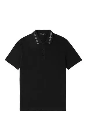Versace Medusa Embroidered Cotton-piqué Polo Shirt - Black