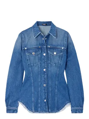 Versace Frayed Denim Shirt - Blue