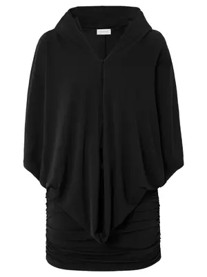 Magda Butrym Hooded Layered Stretch-crepe Mini Dress - Black