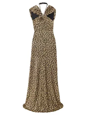 Rabanne Embellished Leopard-print Fil Coupé Lamé Maxi Dress - Animal Print