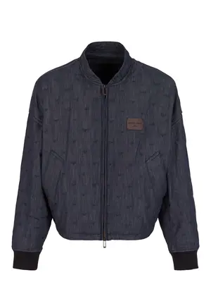 Emporio Armani Embroidered Logo Bomber Jacket - Blue