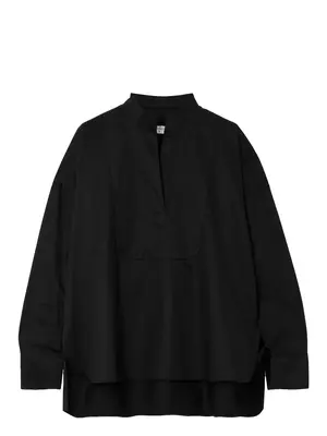 ABADIA Cotton-poplin Shirt With Bib Front - Black