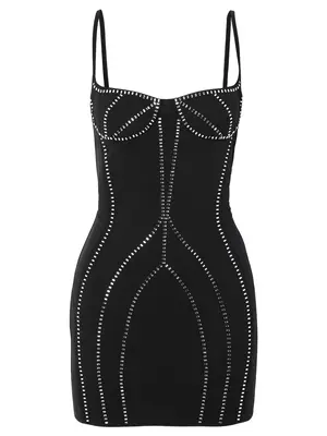 Attico Crystal-embellished Mini Dress - Black