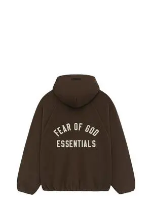 Fear Of God Essentials Brushed Hooded Bomber Jacket - Brown