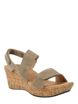 Naot Sunrise Platform Wedge Sandal - Almond Suede