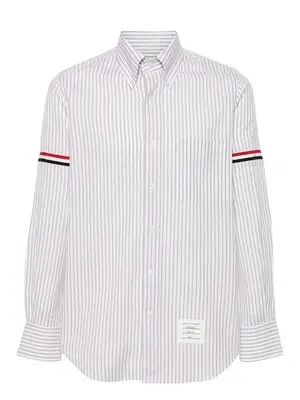 Thom Browne Rwb-stripe Cotton Shirt - White