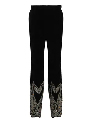 Gucci Embroidered Velvet Pants - Black