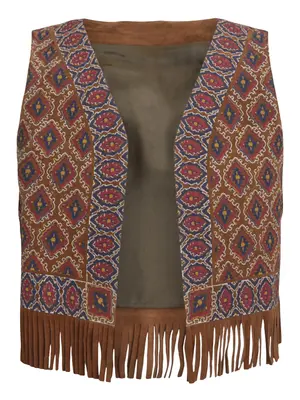 Gucci Printed Suede Vest - Medium Brown