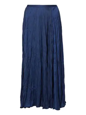 Polo Ralph Lauren Crushed Satin Midi Skirt - Blue