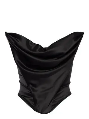 Magda Butrym Draped Silk-blend Satin Corset - Black