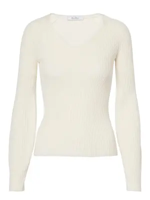Max Mara Gioiosa Ribbed-knit Cotton Sweater - White