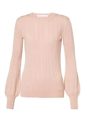 Valentino Garavani Pointelle Virgin Wool Sweater - Pink