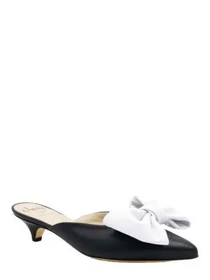 AMALFI BY RANGONI Antica Pointed Toe Mule - Black/ White Parm Bow