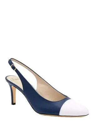 AMALFI BY RANGONI Lauretta Leather Slingback Pumps - Navy Parm/ White Parm