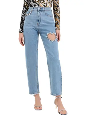 AREA Crystal Heart Jeans - Light Blue