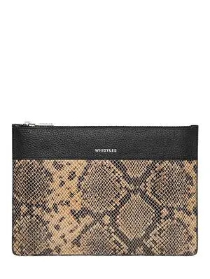 WHISTLES Whistles Una Snake Print Panel Pouch