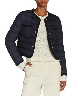 Moncler Gencay Braided Trim Quilted Jacket - Navy