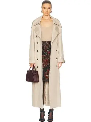 Saint Laurent Long Trench Coat - Beige Clair