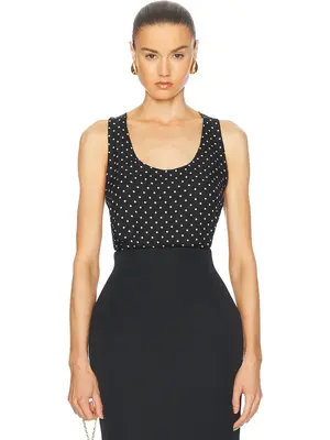 Wardrobe.NYC Silk Tank Top - Black Polka Dot