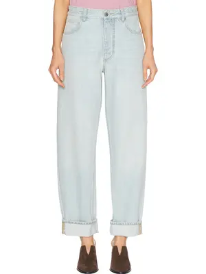 Bottega Veneta Cuffed Straight Leg Jeans - Light Blue