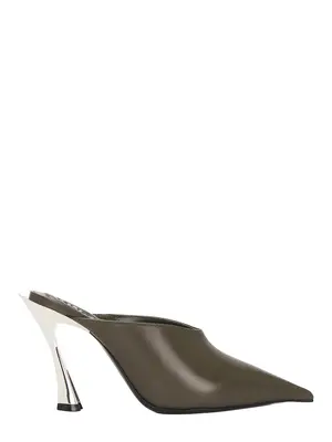 MUGLER Leather Mule - Khaki