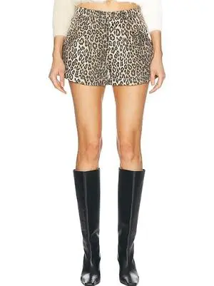 R13 Pouch Pocket Short - Ecru Leopard