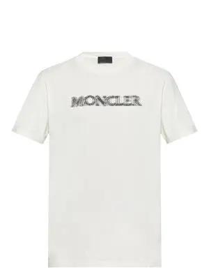 Moncler Blurred-logo Cotton T-shirt - White