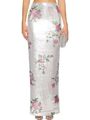 CAMILA COELHO Pia Maxi Skirt - Metallic Silver
