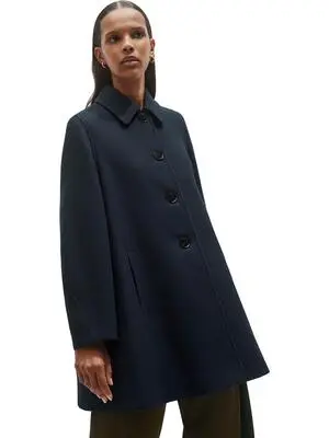 ME+EM Sculptural Cotton Swing Coat - Navy