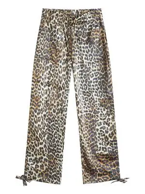 GANNI Printed Satin Pants - Leopard