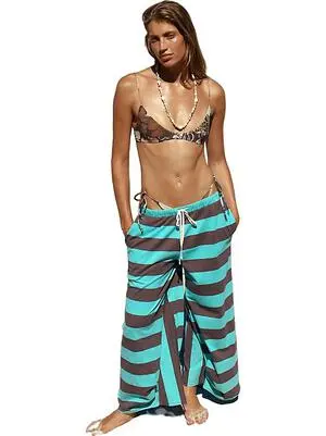 Free People Striped Wide-leg Pants - Mint Combo