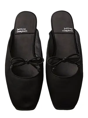 Jeffrey Campbell Elaine Ballet Mules Black Satin