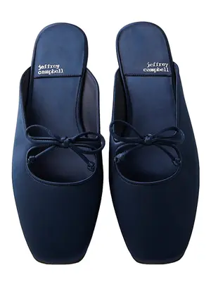 Jeffrey Campbell Elaine Ballet Mules Navy Satin