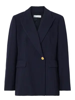 Max Mara Pagano Ribbed Wool-blend Blazer - Blue