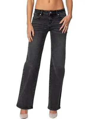 EDIKTED Shayna Low Rise Straight Leg Jeans - Black