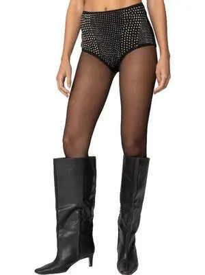 EDIKTED Rhinestone Microshorts - Black
